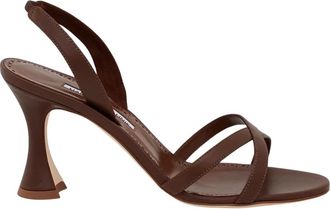 Manolo Blahnik Femme, Chaussures, Brun, Taille: 40 EU Sandales &agrave; Talons en Cuir 90
