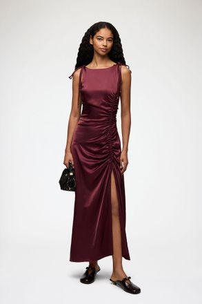 Ganni rot Kleid aus rotem Satin Viskose - Gr&ouml;&szlig;e 32
