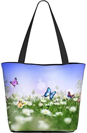 AOOEDM Sac &agrave; provisions papillons dans lherbe pour femme 13 x 11 x 7 pouces. Le cadeau parfait pour la Saint-Valentin. Cest de la Saint-Valentin pour maman, 