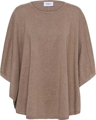 Saint Tropez Atmos Melange Cape - - Jackets - Damen - Braun - ONE SIZE