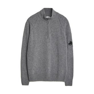 C.P. Company Lambswool GRS Half Zipped Knit - - Knitwear - Herren - Grau - 2XL