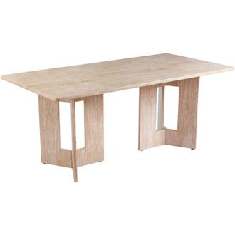 Menzzo Table &agrave; manger rectangulaire Roselia 90x180cm Effet travertin Beige