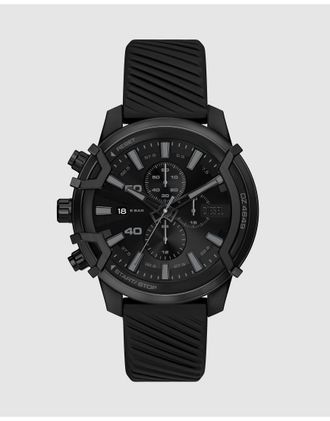 Diesel Griffed Chronographenuhr aus schwarzem Silikon in Schwarz