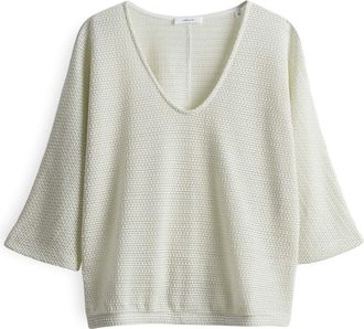 OPUS Damen Kurzarmshirt | SUSINE Batwing Fit in Strickoptik Green Glow, 36