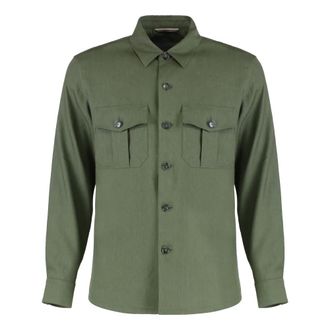 Canali Homme, Chemises, Vert, Taille: L Wool Blend Overshirt