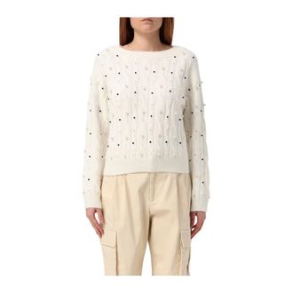 Twinset Stricktop mit Perlen - - Knitwear - Damen - Wei&szlig; - XS