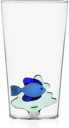 Ichendorf Longdrink, Blauer Fisch und Gr&uuml;ne Alge, Kollektion Marine Garden, 45 cl, Borosilikatglas, Handgefertigt