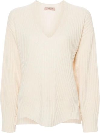 Twinset Femme, Pulls, Beige, Taille: 38 FR V-neck Tricots