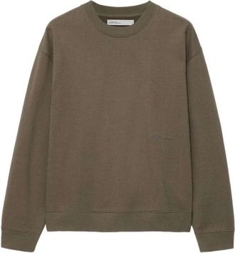 AllSaints Aston col rond en kaki d&eacute;lav&eacute;-Marron