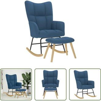vidaXL vidaXL Bequem - Schaukelstuhl mit Fu&szlig;hocker Blau Stoff