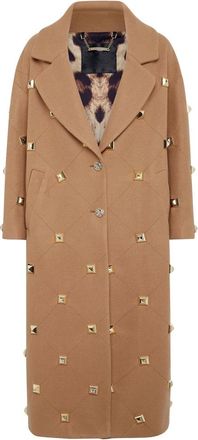 Philipp Plein Femme, Manteaux, Beige, Taille: 38 FR Manteau Oversize &agrave; Clous