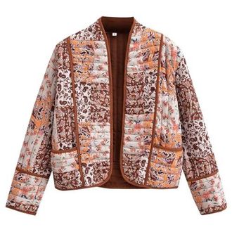 Generic Veste courte pour femme, cardigan imprim&eacute; floral, l&eacute;ger, manches longues, ouvert sur le devant, manteaux matelass&eacute;s courts rembourr&eacute;s Long Manteau Car