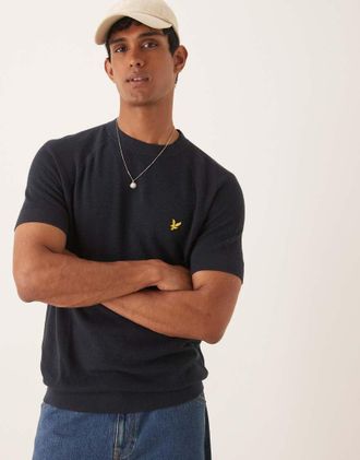 Lyle & Scott T-Shirt aus Leinen in Marineblau
