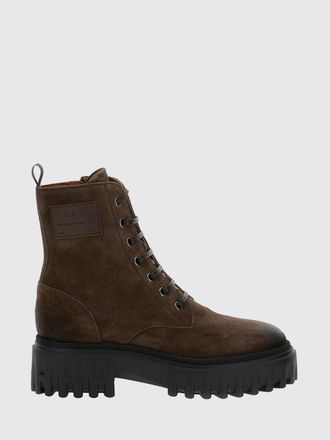 Hogan Bottines de combat &agrave; lacets H700 en cuir de veau su&eacute;d&eacute; avec semelle crant&eacute;e