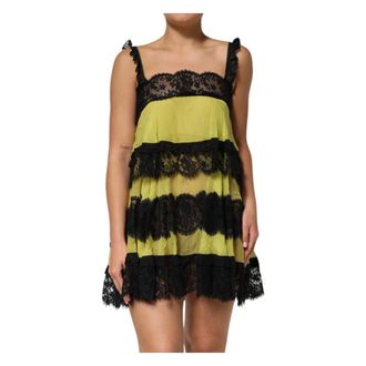 Dolce & Gabbana Femme, Robes, Noir, Taille: 38 FR Chemise Lingerie en Soie et Dentelle