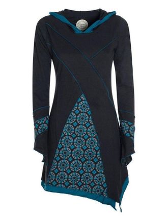 vishes Zipfelkleid Langarm Damen Elfen Zipfelkleid Zipfelige Elfentunika Bedruckt Hippie, Boho, Goa Style