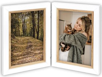 Matches 21 Bilderrahmen 2X 13 x 18 cm Wei&szlig;, Holzbilderrahmen mit Glas - Fotorahmen f&uuml;r Zwei Fotos im Hochformat