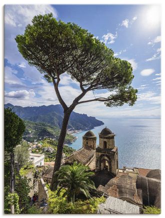 Artland Wanddeko Leinwand Bilder Wandbild 45x60 cm mediterrane deko Mittelmeer Ravello Amalfik&uuml;ste Italien Sommer Reise U5OT
