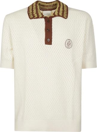 Dr&ocirc;le de Monsieur Homme, Tops, Blanc, Taille: M Polo Maille Ajour&eacute; D Miroir