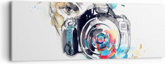 Arttor Panorama Bilder auf Leinwand Fotograf Kamera Fokus Hobby Leinwandbild 90x30cm Wandbilder Dekoration Wohnzimmer Schlafzimmer K&uuml;che Klein Wanddeko Bild 