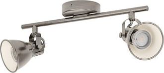 Eglo LED Deckenlampe Seras, 2 flammige Deckenleuchte industrial, Deckenstrahler aus Metall, Wohnzimmerlampe in Nickel-Antik, Flurlampe, Spots inkl. GU10 Le