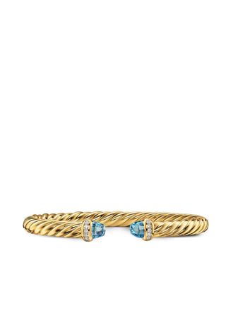 David Yurman 18kt Cablespira Flex Gelbgoldarmband mit Topas und Diamant