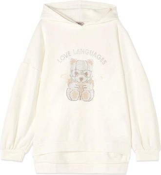 Oltre Femme, Sweatshirts et sweats &agrave; capuche, Blanc, Taille: 38/40 FR Sweat &agrave; capuche avec appliqu&eacute;s