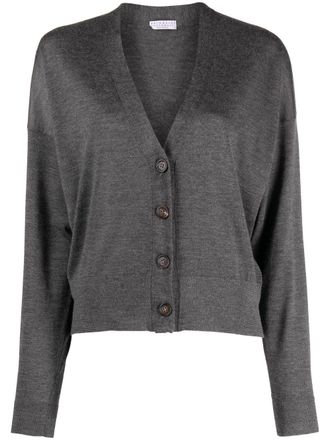 Brunello Cucinelli Cardigan mit V-Ausschnitt - Grau