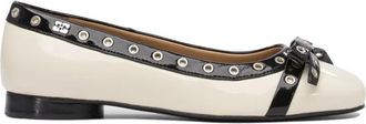 Ganni Eyelet Bow Ballet Flats - Gr. 38 (EU) - in Wei&szlig;
