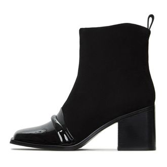 Cesare Gaspari Wildleder Stiefelette mit Lackspitze - - Shoes - Damen - Schwarzk - 39 EU