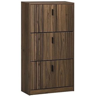 HOMCOM Meuble &agrave; Chaussures &agrave; 3 abattants, 18 Paires, Armoire &agrave; Chaussures 3 Compartiments, Grande capacit&eacute; pour entr&eacute;e, Couloir, Salon, 63 x 24 x 117 cm, Noy