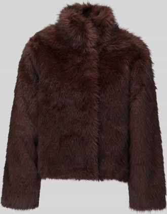 Vero Moda Modern Fit Webpelzjacke mit hohem Stehkragen