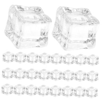 Cabilock 130st&uuml;cke Klare K&uuml;nstliche Eisw&uuml;rfel Aus Acryl Mit Realistischer Oberfl&auml;che Als Tischdekorationsst&uuml;ck F&uuml;r Halloween Und Partys Wiederverwendbar Und La