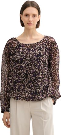 Tom Tailor Damen Chiffon Bluse mit Untertop, 36557 - Neutral Watercolor Squares, 36