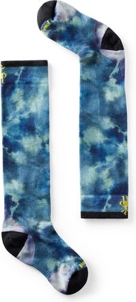 Smartwool Unisex-Adult Junior Ski Zero Cushion Tie Dye Print OTC Socks, DEEP Navy, M