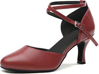 Minitoo Chaussures Sport Danse pour Femme Ferm&eacute; F&ecirc;te Soir&eacute;e Escarpins L188 Bordeaux 7.5cm Talon EU 39.5