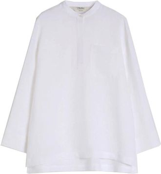 Max Mara Femme, Blouses et Chemises, Blanc, Taille: 42 FR Smmcantico Linen Shirt