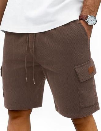iClosam Velours C&ocirc;tel&eacute; Short Homme Casual Chino Corduroy Shorts Court Homme Short Cargo Casual Court Shorts Ete Bermuda Pantalon avec Poches