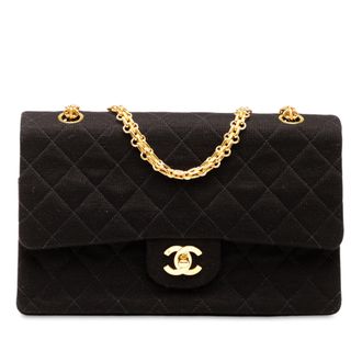 Chanel Black Medium Classic Jersey Bijoux Chain Double Flap