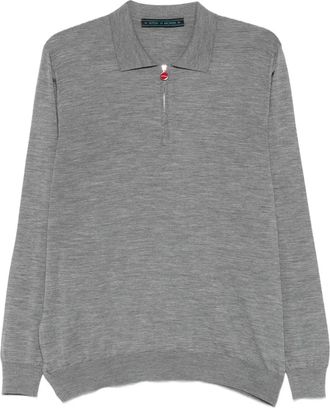 Kiton Meliertes Poloshirt - Grau