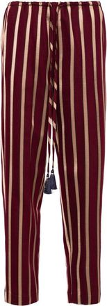 Forte_Forte Gestreifte Tapered-Hose - Rot