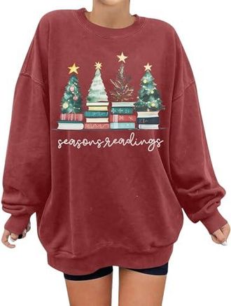 Generic Pull de No&euml;l pour femme avec imprim&eacute; sapin de No&euml;l - Grande taille - Haut &agrave; manches longues - Coupe ample - Doux et confortable - Pour femme - Pour f&ecirc;