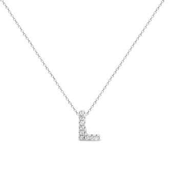 Luxenter Alphabet-Halskette aus 925er Sterlingsilber und gl&auml;nzenden Zirkonias mit rhodinierter Oberfl&auml;che