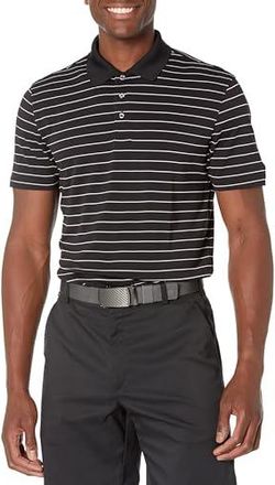 Amazon Essentials Polo de Golf, Manches Courtes, Coupe Ajustée, Séchage Rapide Homme, Anthracite Rayure Polo, XL