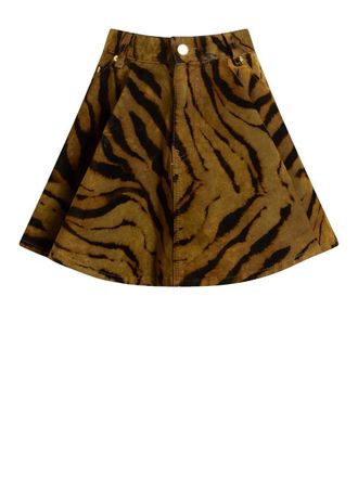 Ganni Printed Flock Denim Mini Skirt