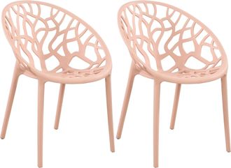 Clp Gartenstuhl 2er Set, stapelbar und wetterfest, modern mit Nicht verstellbaren Armlehnen, Gestell Kunststoff, Hope, Farbe:rosa