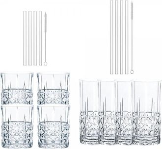 Spiegelau Becher- und Trinkhalm-Set Elegance Glas Klar (16-teilig)