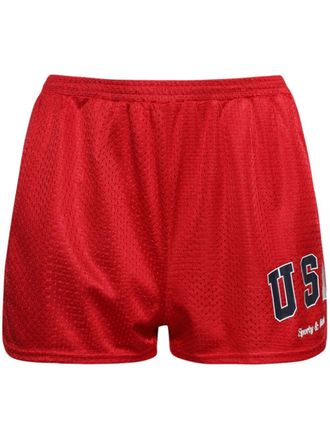 Sporty & Rich short USA en r&eacute;sille - Rouge