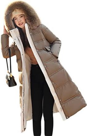 ORANDESIGNE Manteaux Duvet Femme Doudoune Élégant Longue Manteau Hiver Manteau Zippé épais Chaud Parka Blouson avec Capuche Fourrure Grande Taille Duvet en Coton 