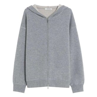 Max Mara Femme, Pulls, Gris, Taille: 42 FR Wool and Cashmere Hooded Cardigan